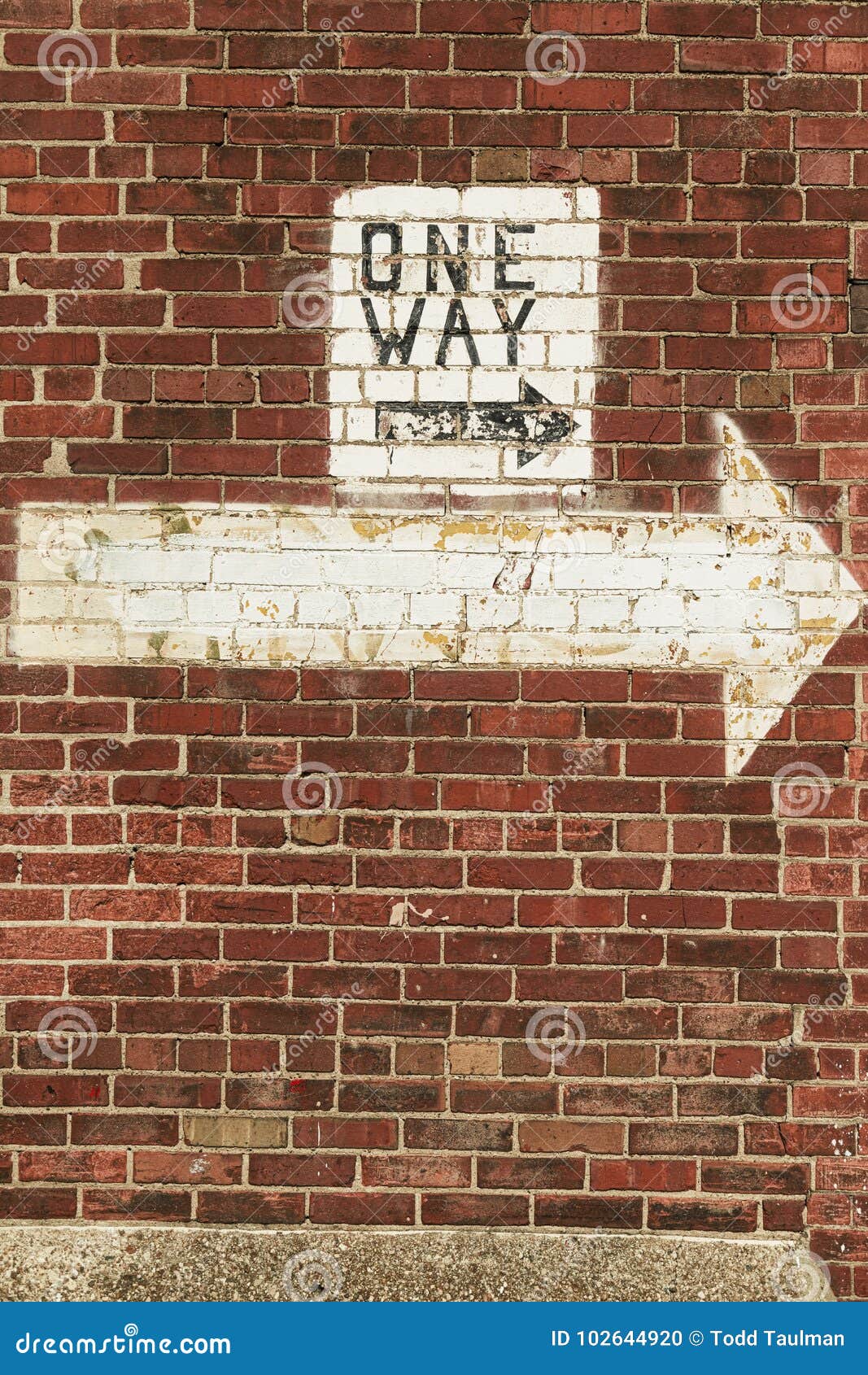 One Way Wall stock photo. Image of brown, wall, brick - 102644920