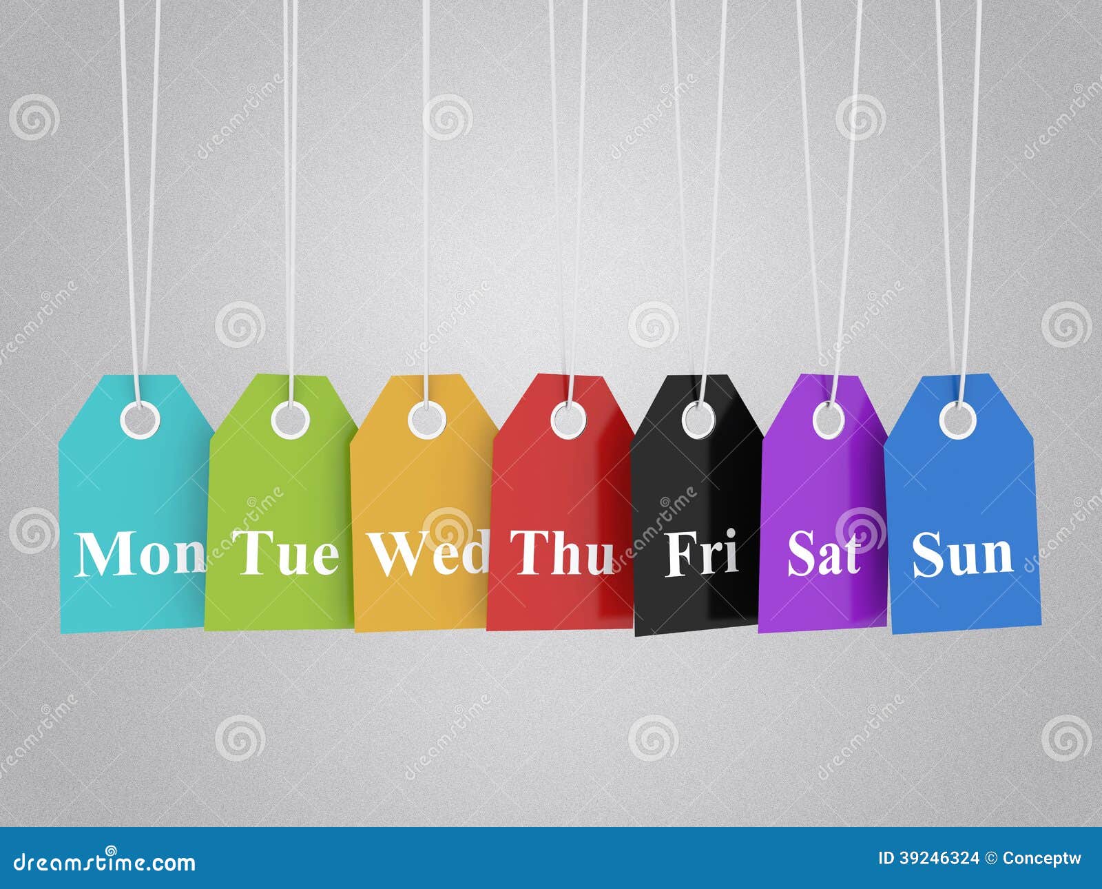 One Week Colored Hanging Labels Stock Illustration - Illustration of ...
