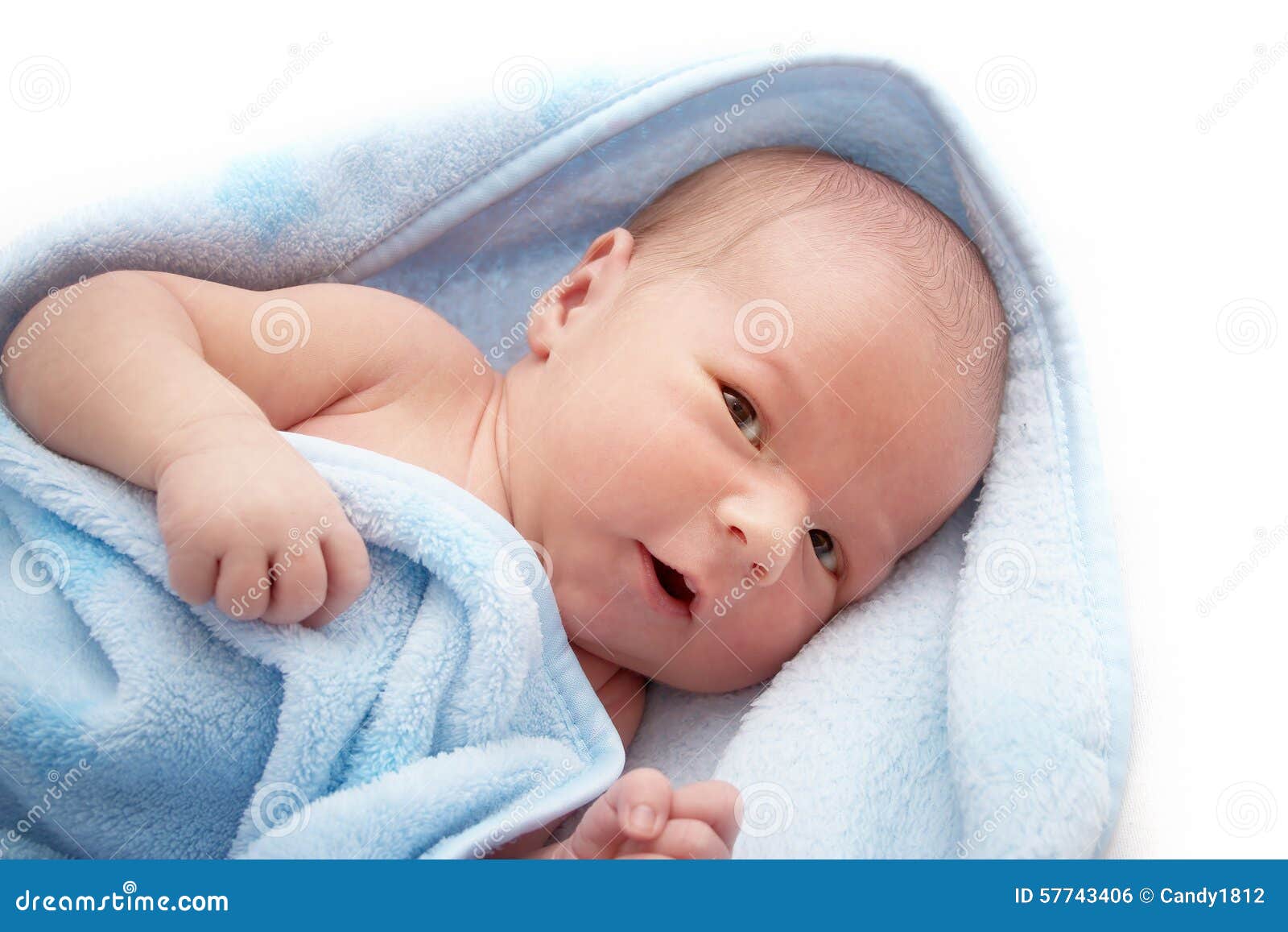 One Week Old Baby in Blanket on White Background Stock Photo - Image of ...