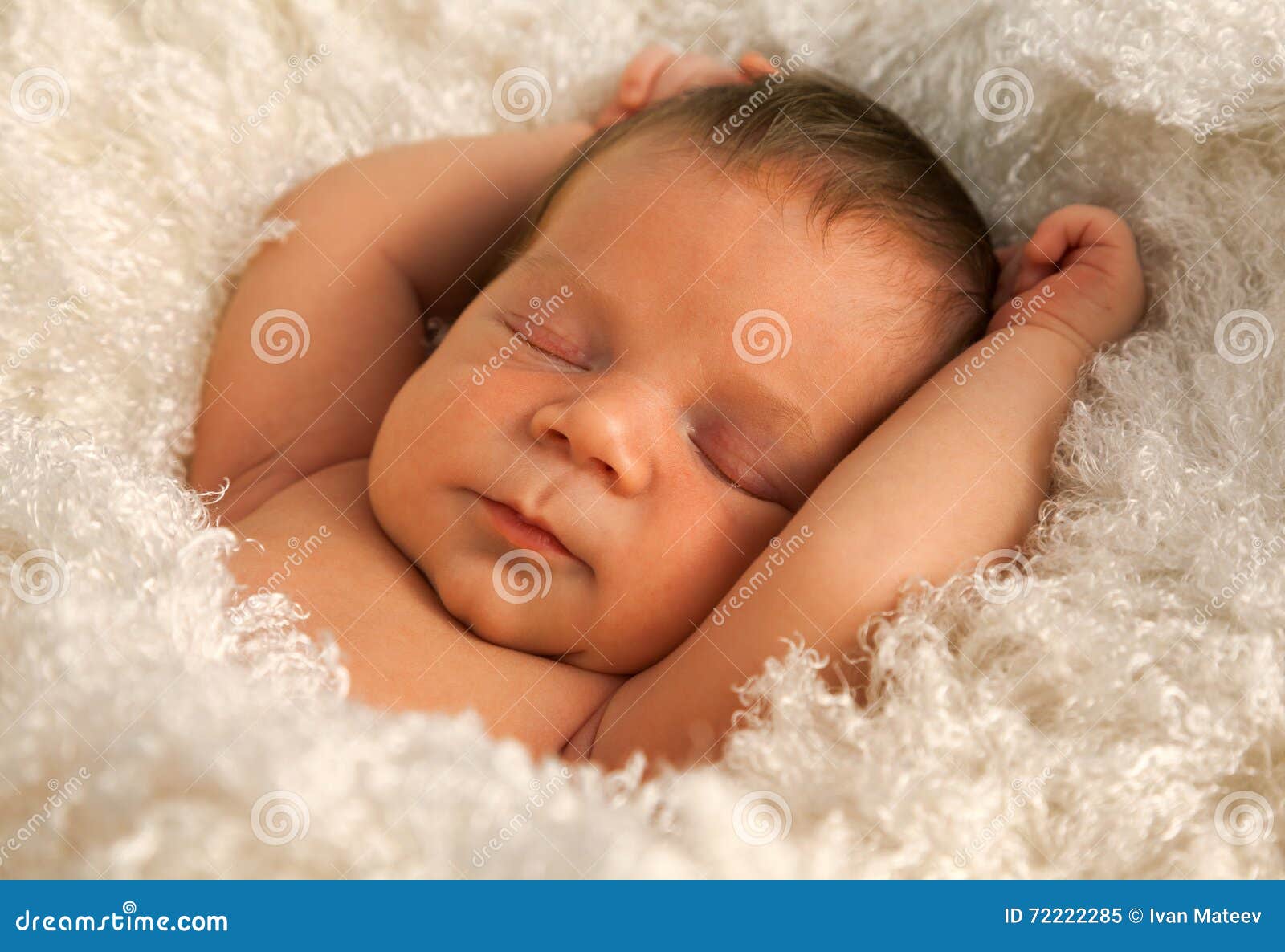 One Week Old Baby on White Blanket Stock Image - Image of face, newborn ...