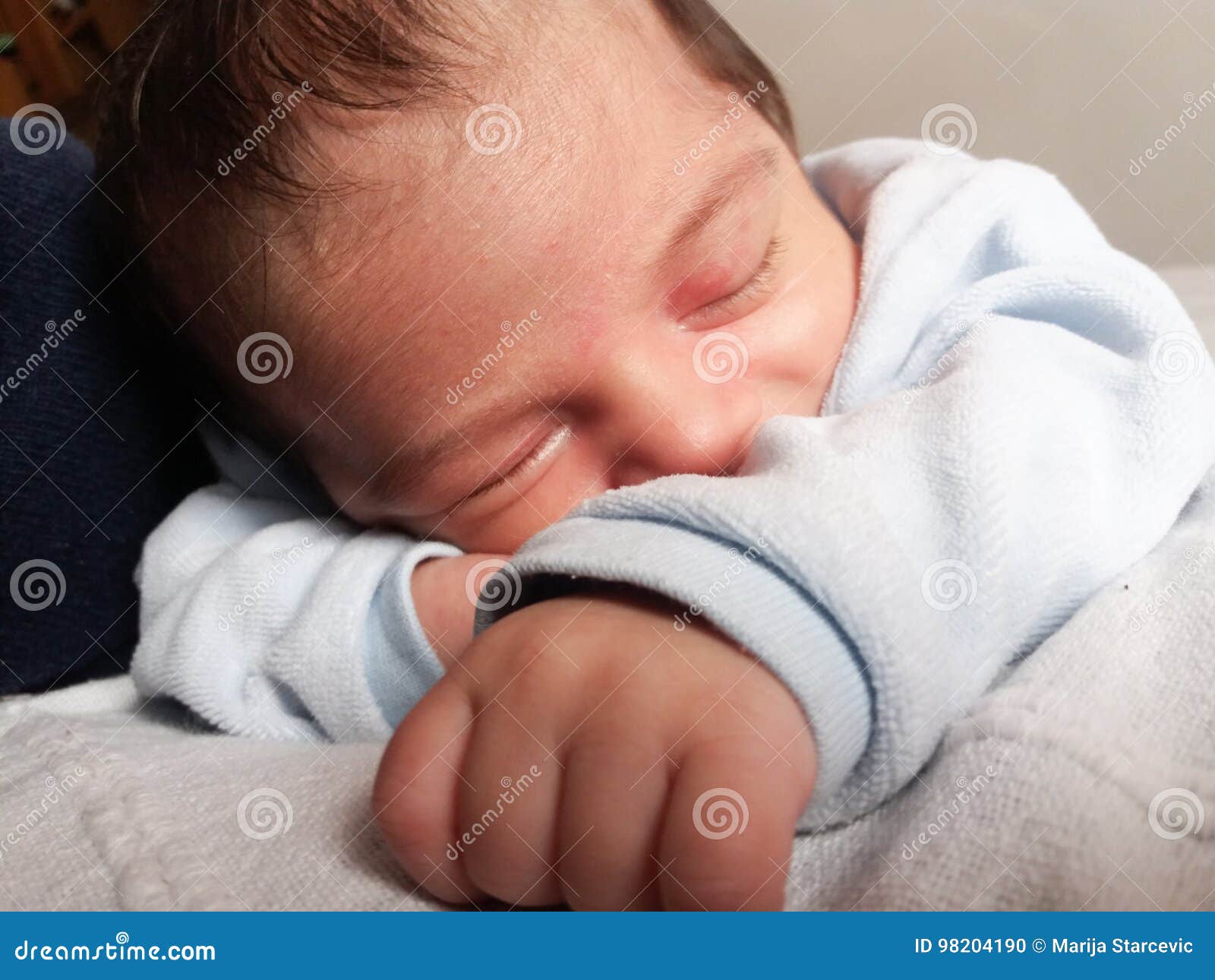 One Week Old Newborn Baby Boy Sleeping Stock Photo - Image of adorable ...