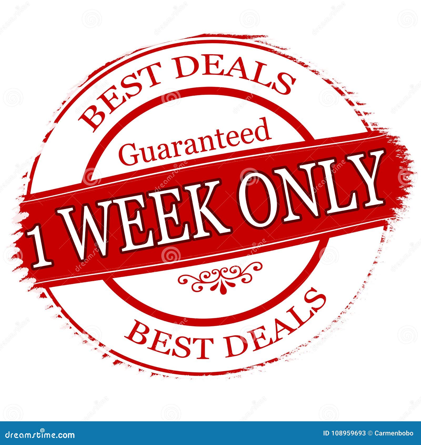 One week only stock illustration. Illustration of stamp - 108959693