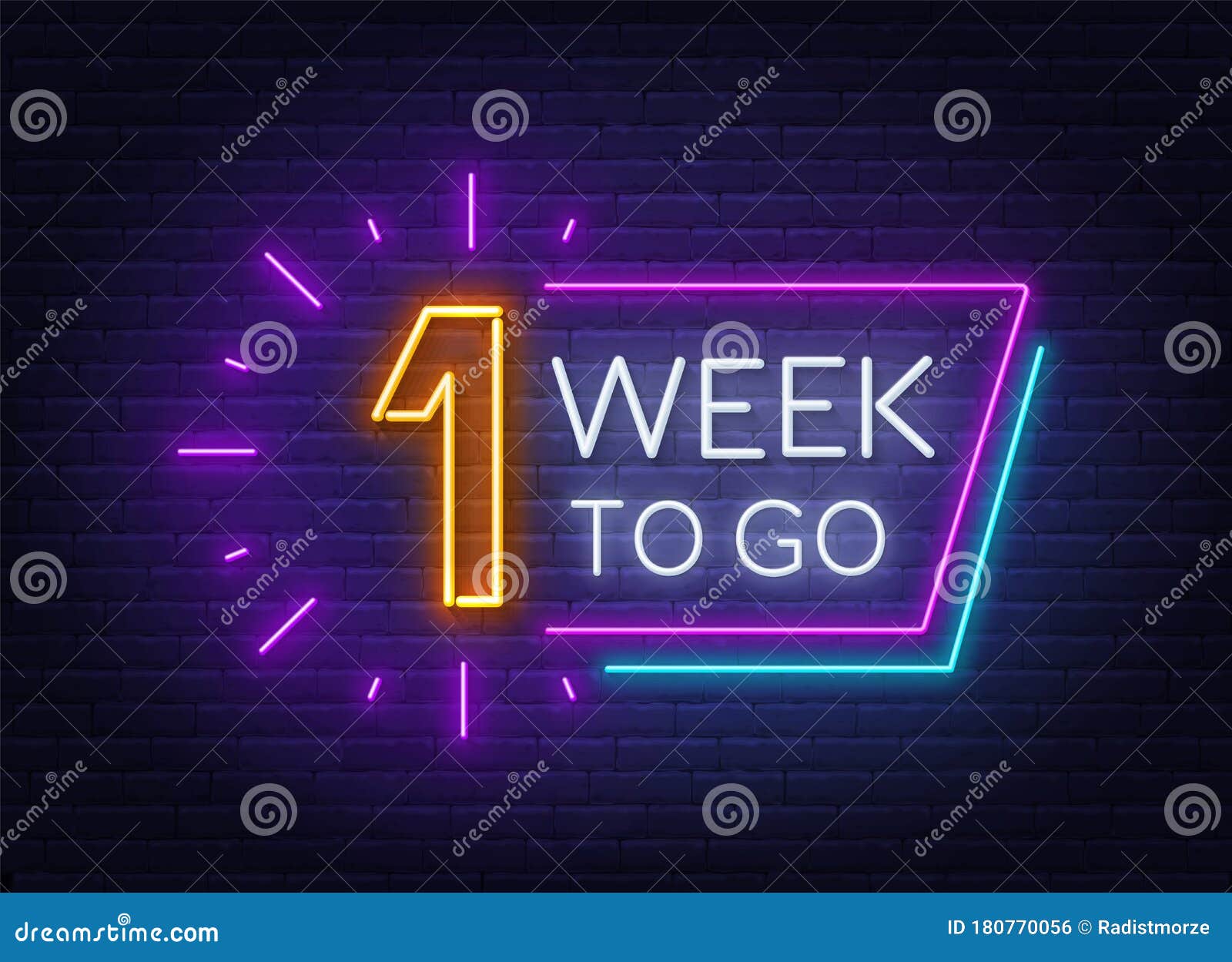One Week To Go Neon Sign on Brick Wall Background. Stock Vector ...