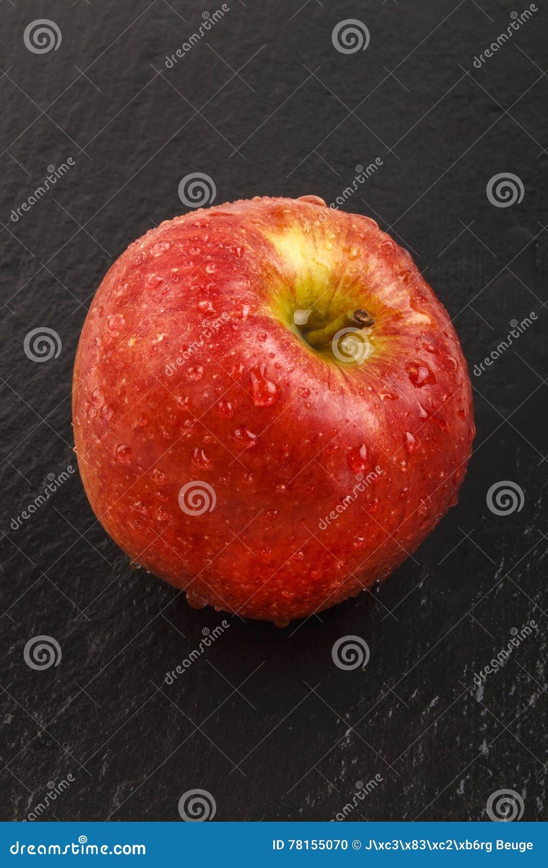 One wet apple on slate stock photo. Image of diet, snack - 78155070
