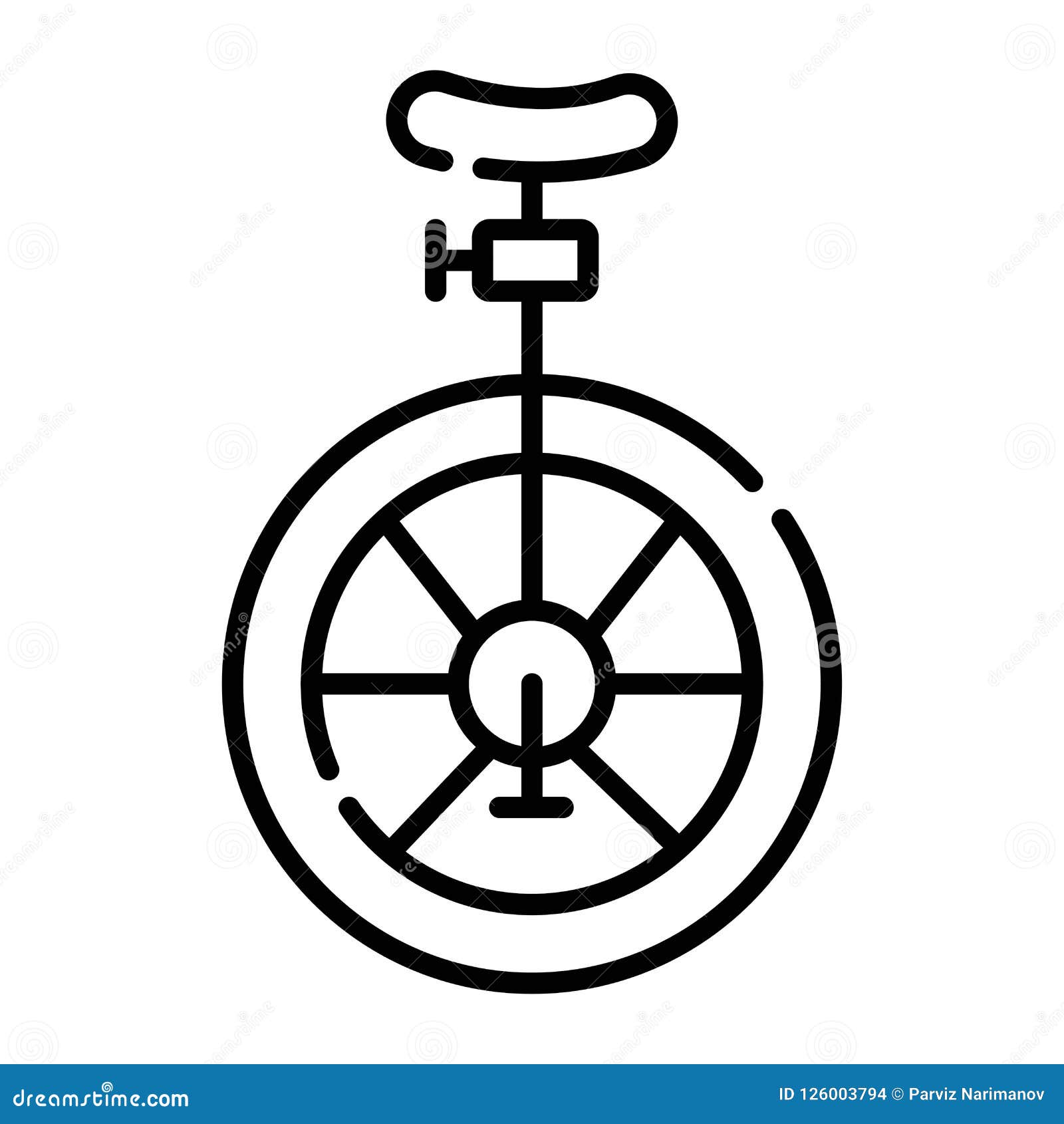 One wheel cycle line icon stock illustration. Illustration of circus ...