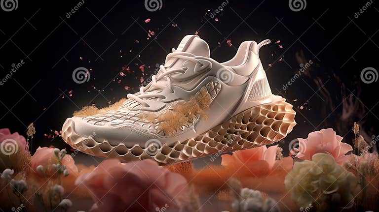 One White Airy Sneaker on a Dark Background Stock Illustration ...
