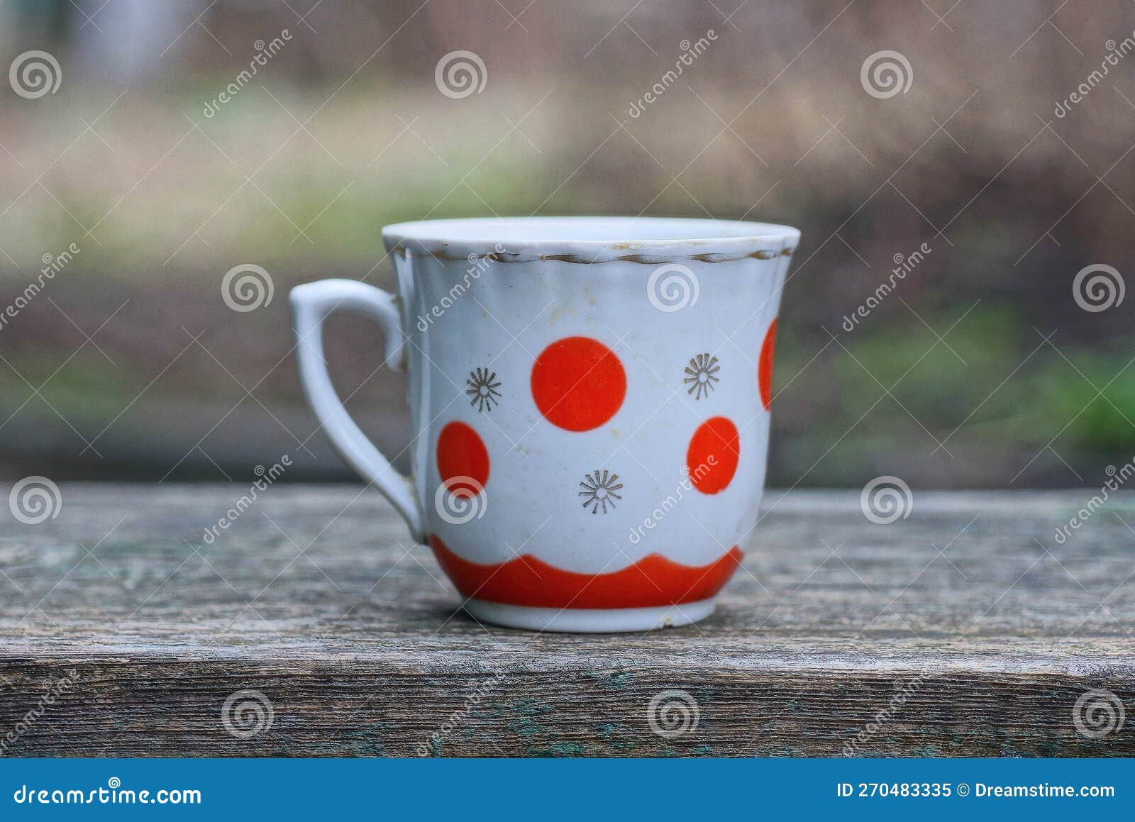 One White Ceramic Cup with a Red Pattern Stock Image - Image of ...