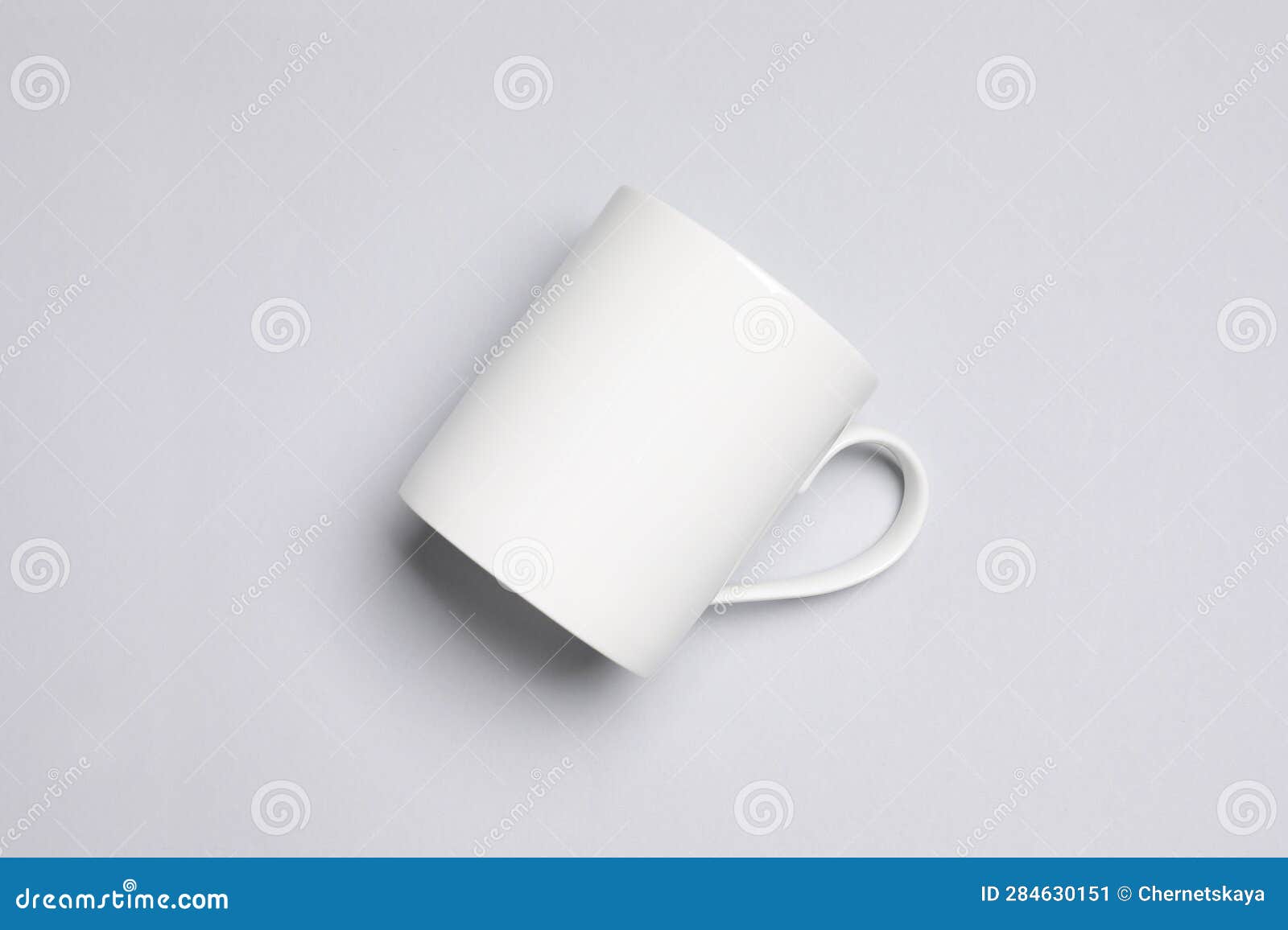 One White Ceramic Mug on Light Background, Top View Stock Image - Image ...