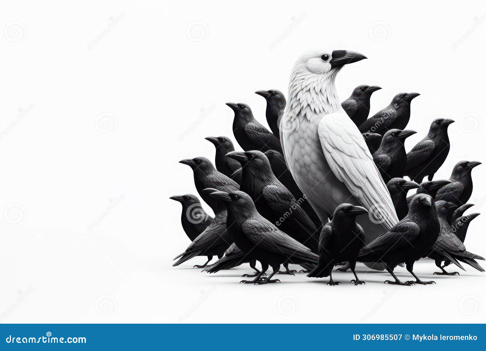 One White Crow among Black Crows. Place for Text. Stock Illustration ...