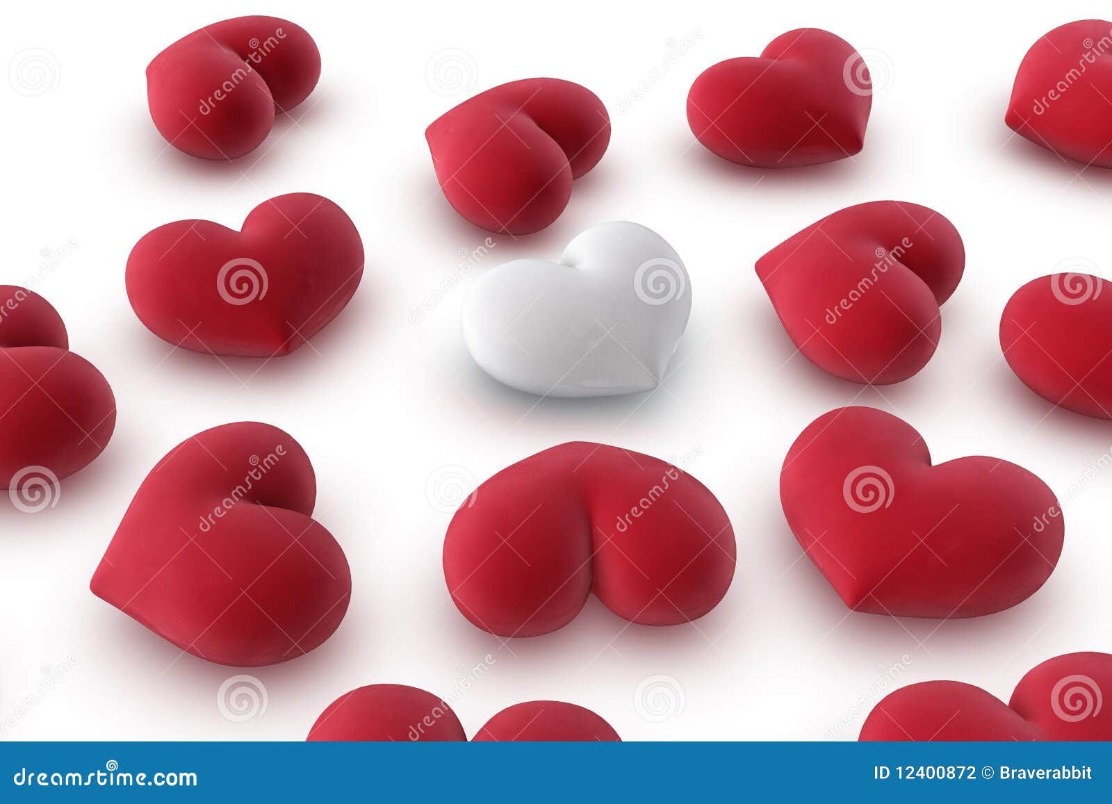One White Heart among Several Red Stock Illustration - Illustration of ...