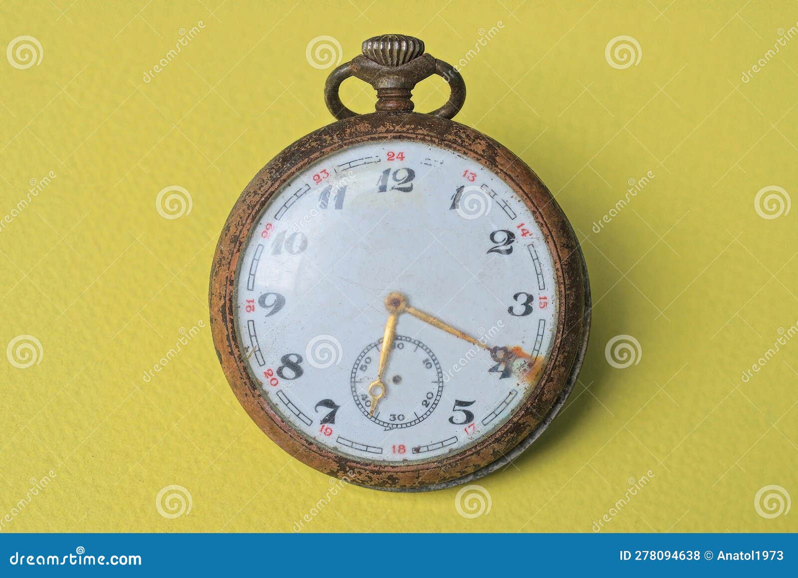 One White Old Rusty Pocket Watch Stock Photo - Image of fashioned ...