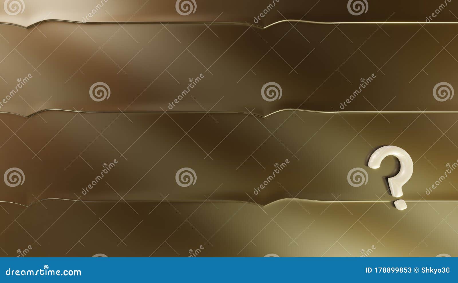 Only One White Question Mark Put On A Golden Metallic Surface With Hard ...