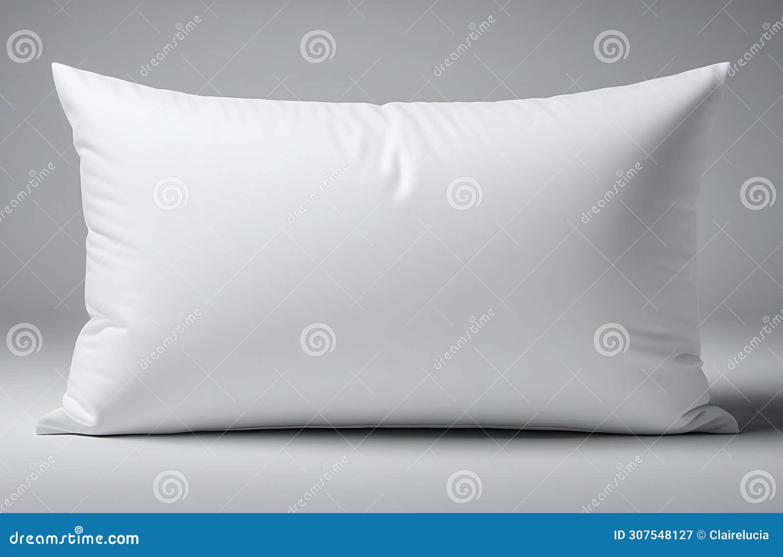 One White Rectangular Pillow Separately on a Gray Background. Side View ...