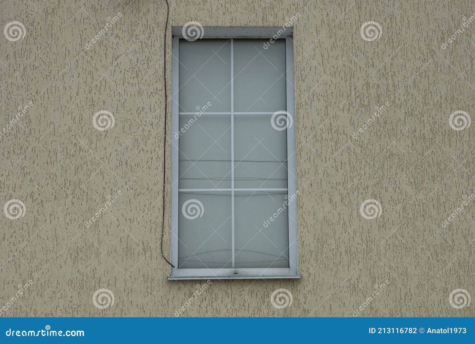 One White Rectangular Window on the Brown Concrete Wall Stock Photo ...