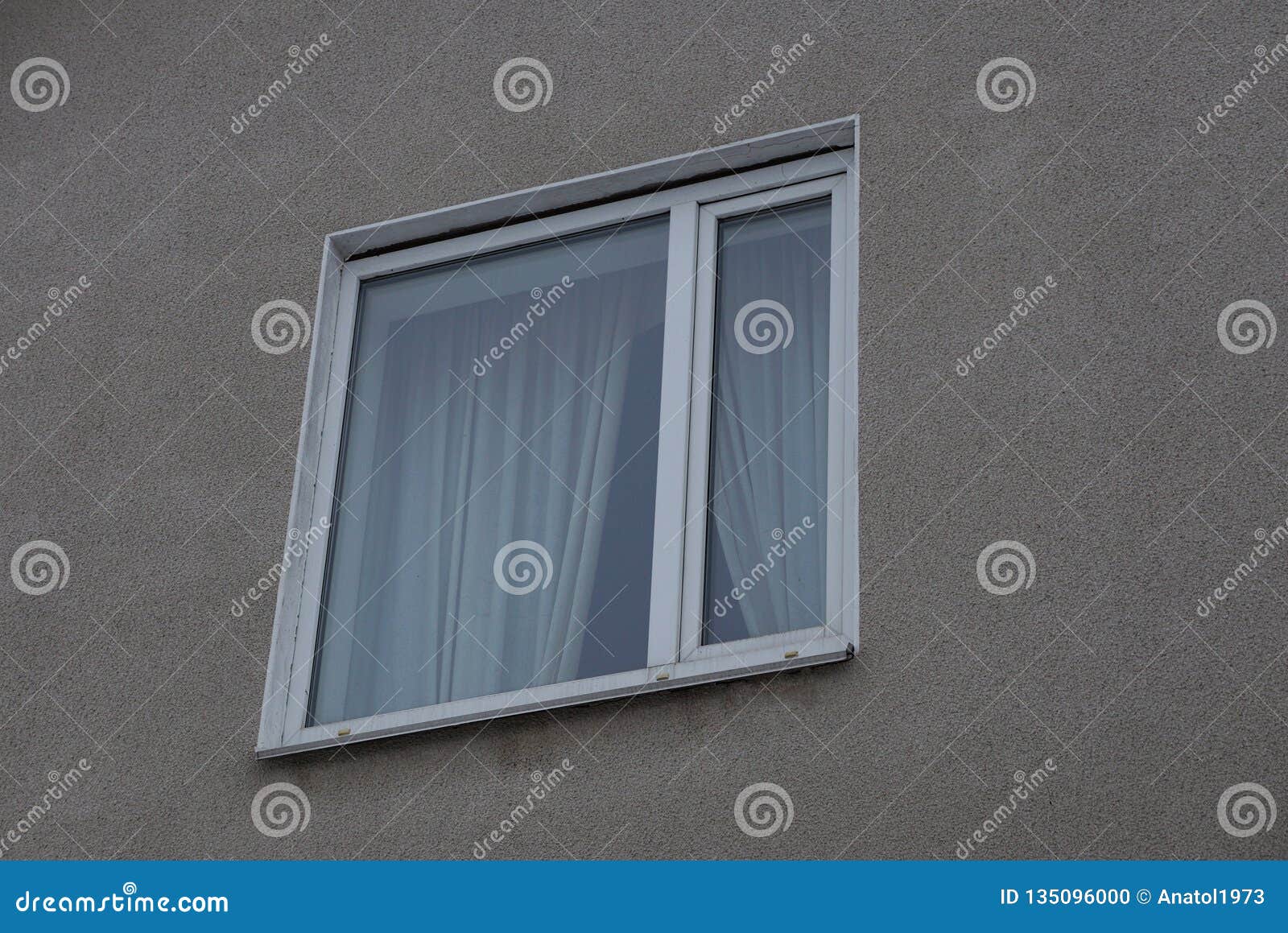 One White Square Window on a Gray Wall Stock Photo - Image of object ...