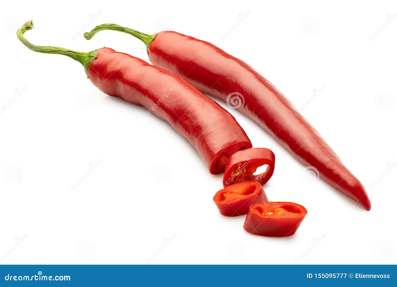 One Whole and One Cut Red Chilli Isolated on White Stock Image - Image ...