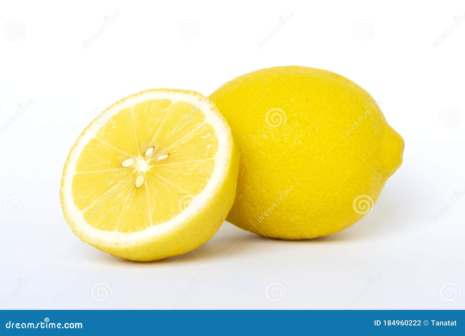 One Whole Lemon Fruit and a Half Isolated on White Stock Photo - Image ...