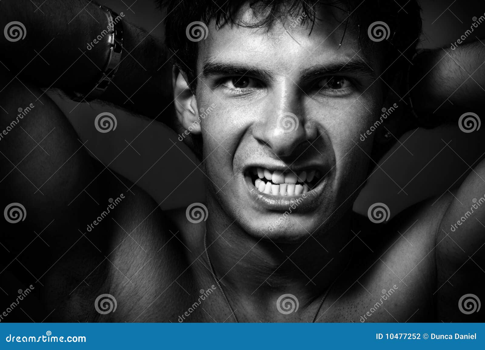 One Wild Macho Man Showing His Teeth Stock Photo - Image of alone ...