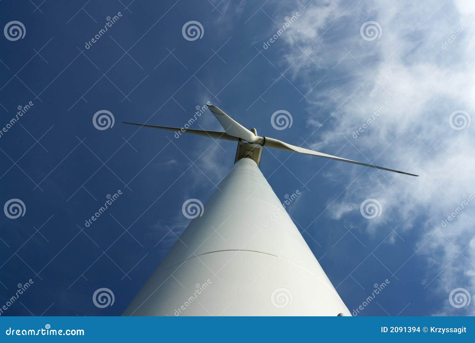 One wind turbine. stock photo. Image of alternative, blue - 2091394