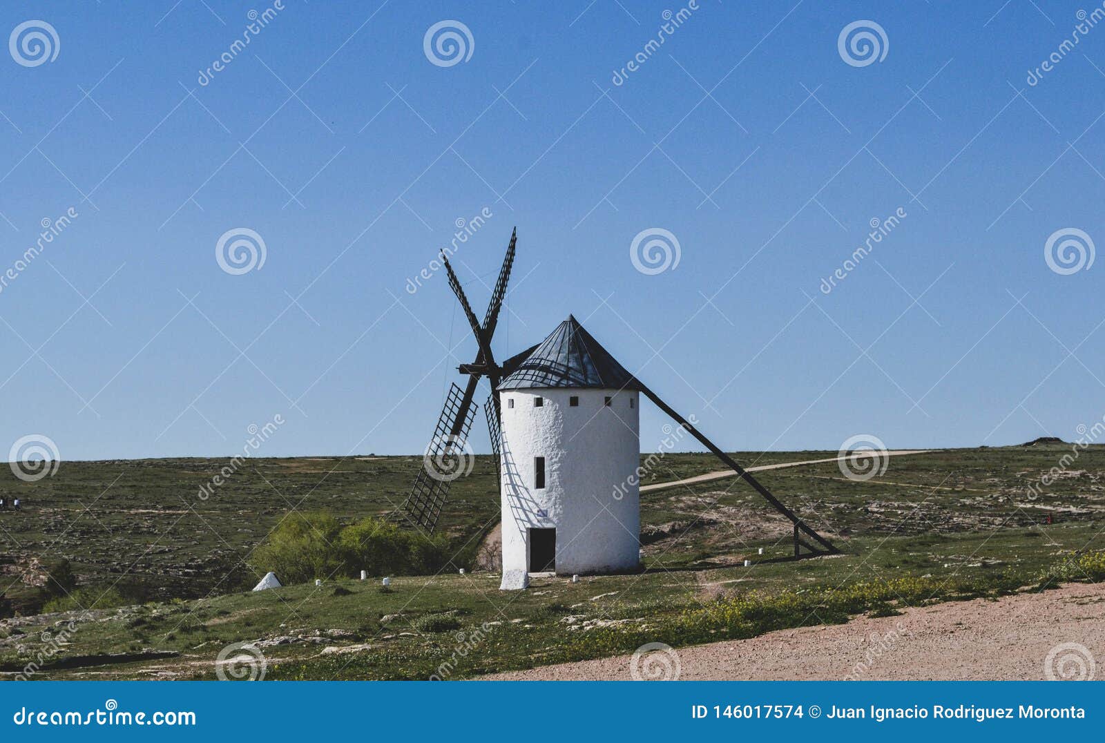 One Windmills Located in Castilla La Mancha in Spain Stock Photo ...