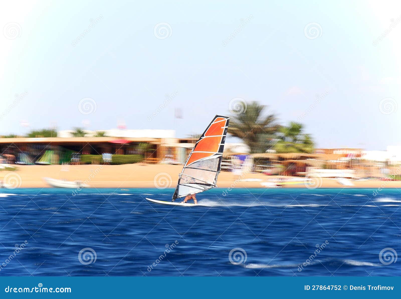 One windsurfer in motion stock photo. Image of speed - 27864752