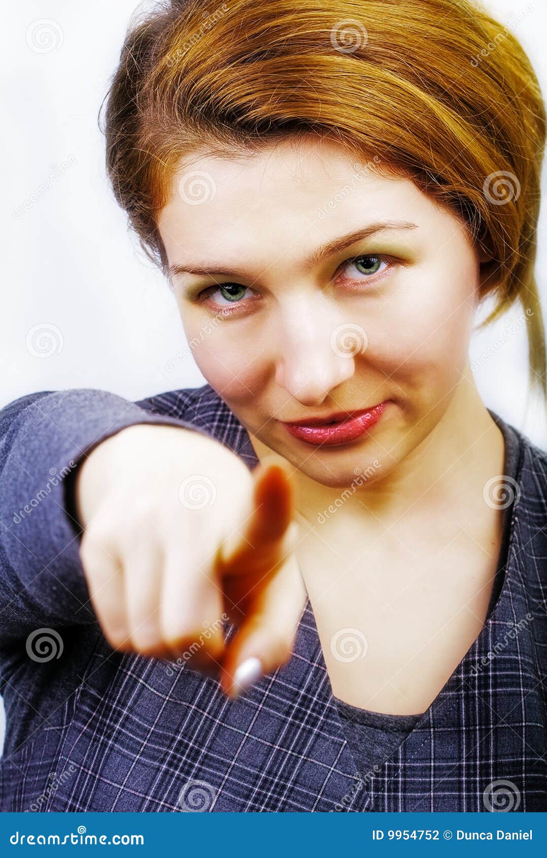 One Woman Pointing Forward with Her Finger Stock Photo - Image of fresh ...