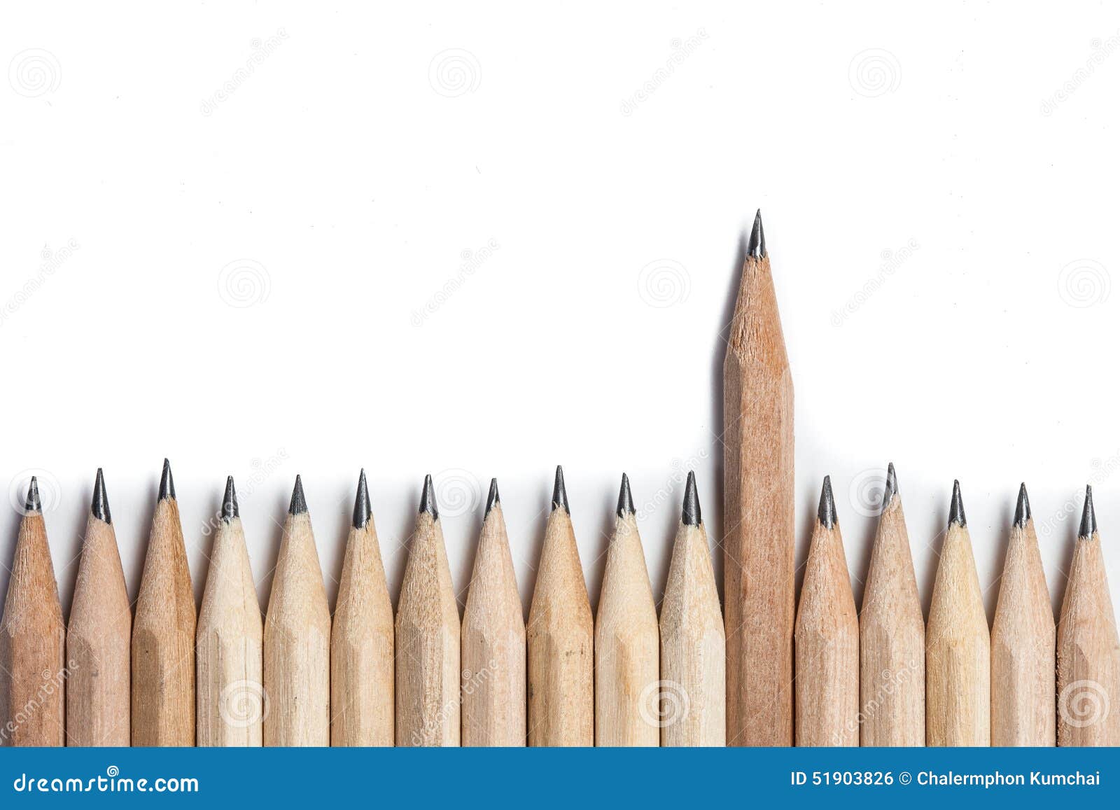 Red Pencil Standing Out From Crowd The Same Black Bold Pencils On White ...