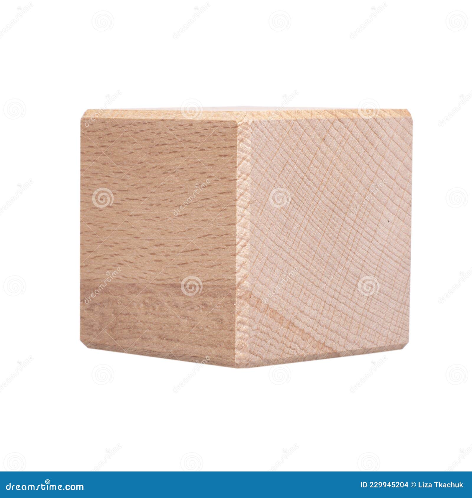 One Wooden Cube Geometric Figure Isolated on the White Background Stock ...