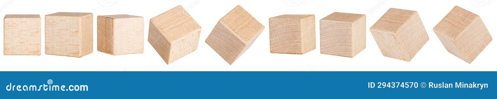 One Wooden Cubes from Different Angles on a White Background, Isolated ...