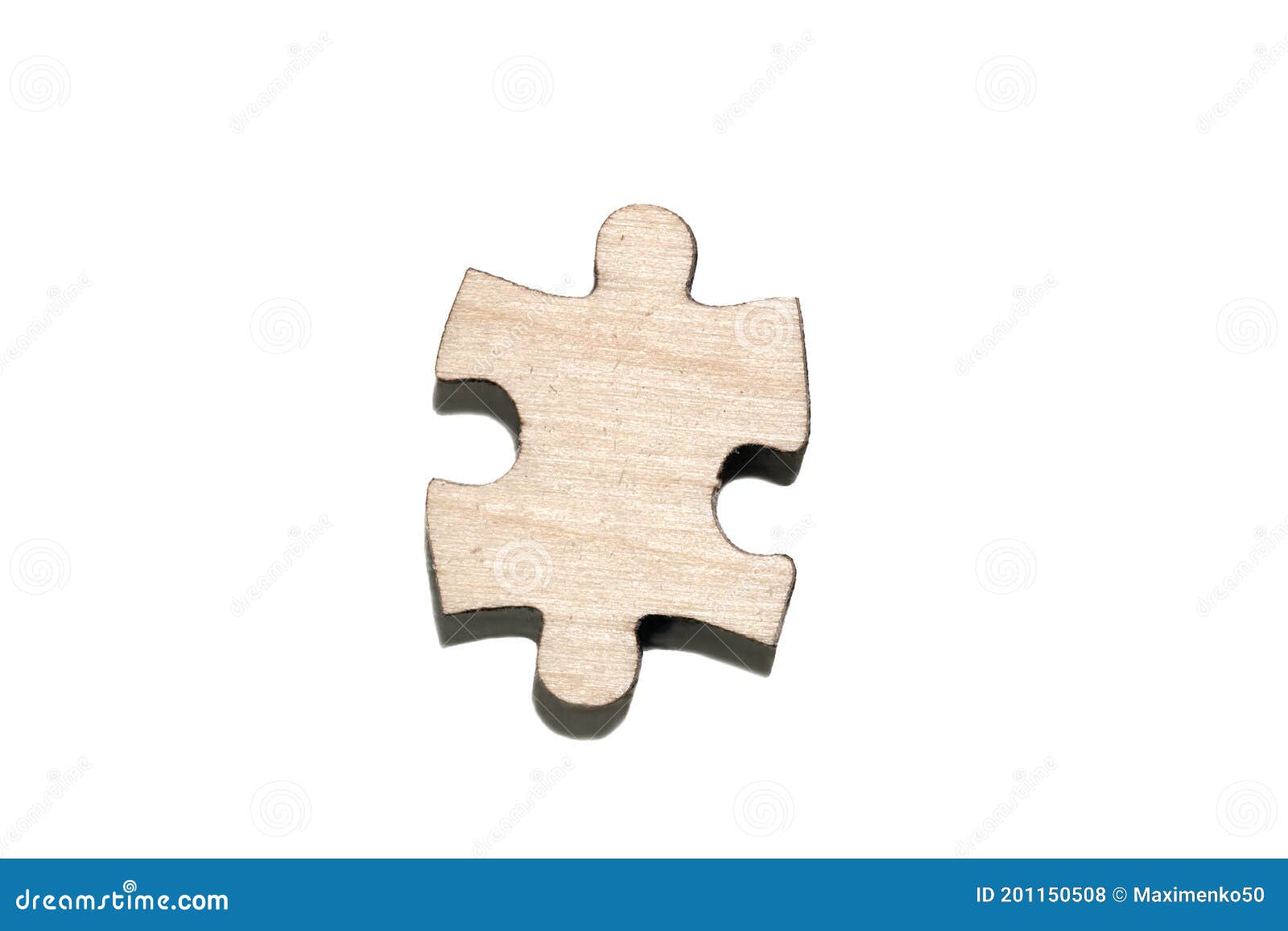 One Wooden Jigsaw Puzzle Piece Isolated on White Stock Photo - Image of ...
