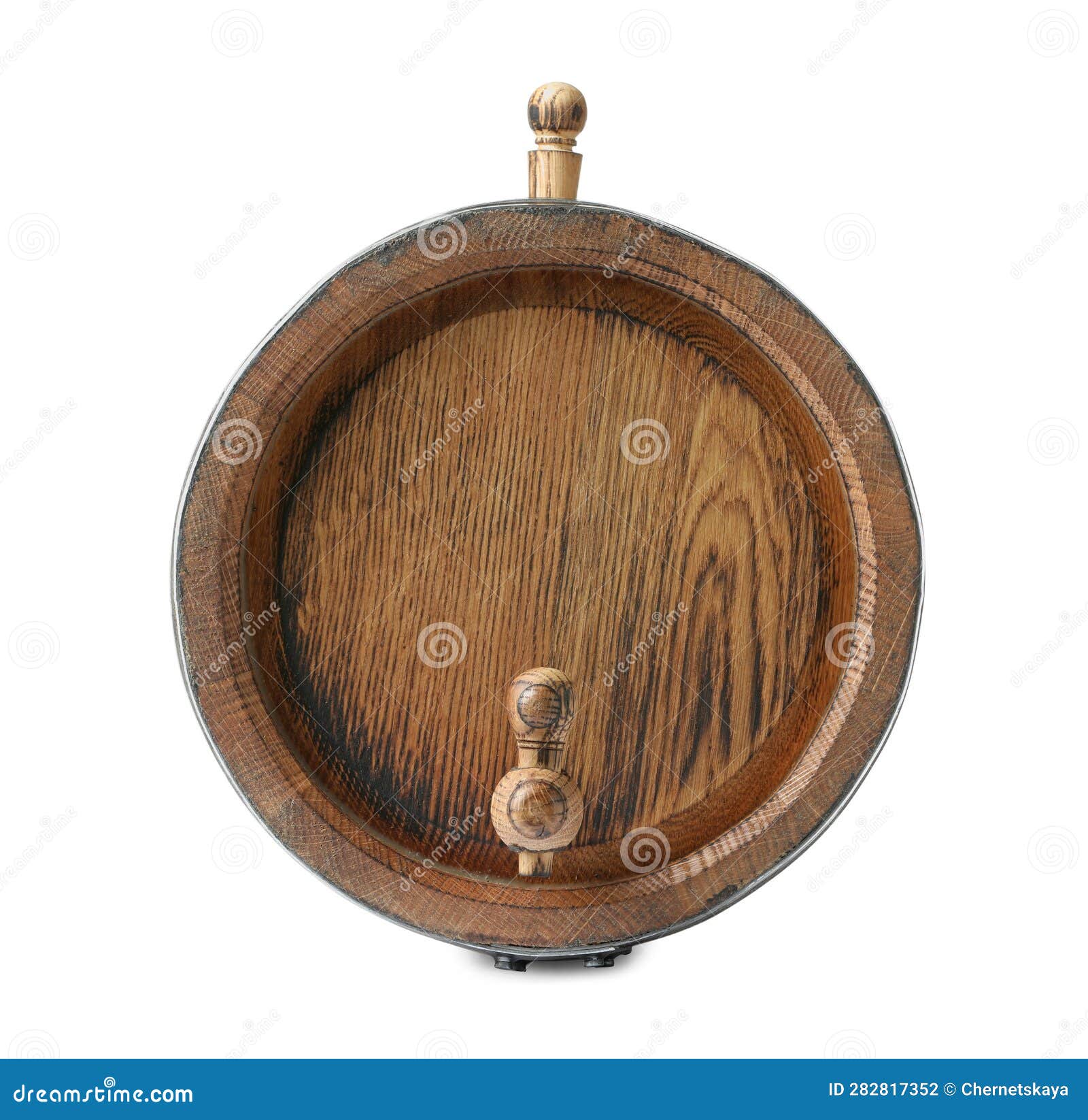 One Wooden with Tap Barrel Isolated on White Stock Photo - Image of ...