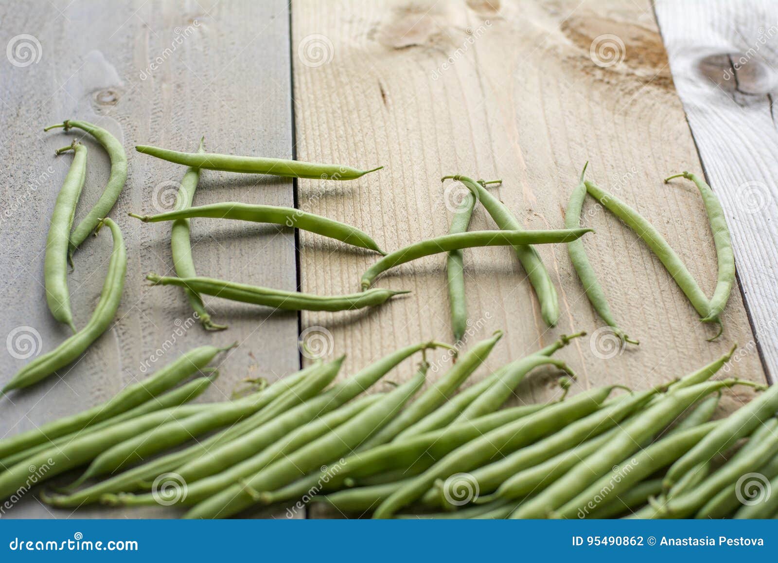 One Word Bean with Fresh Beans Stock Photo - Image of wood, food: 95490862