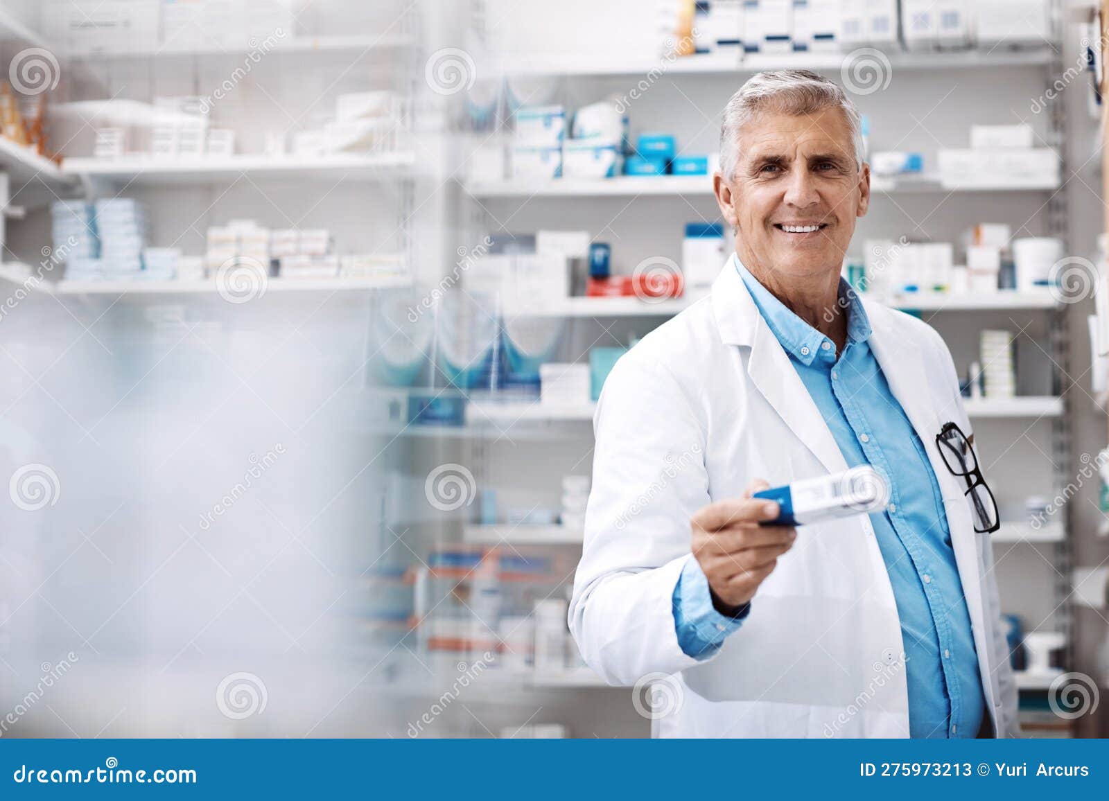 This One always Work. a Pharmacist Working in a Drugstore. Stock Image ...