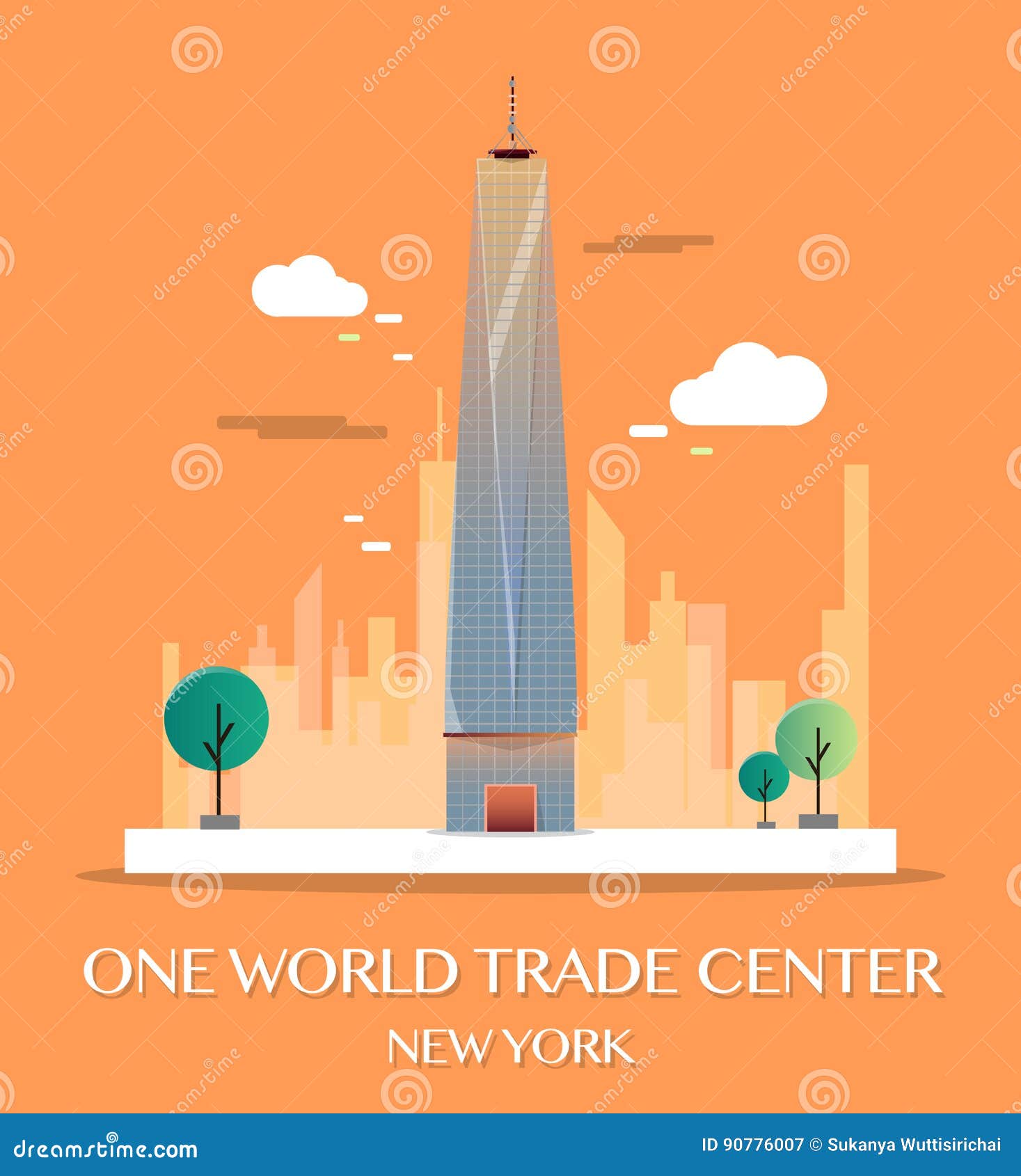 One World Trade Center.Vector Illustration. Editorial Photography ...