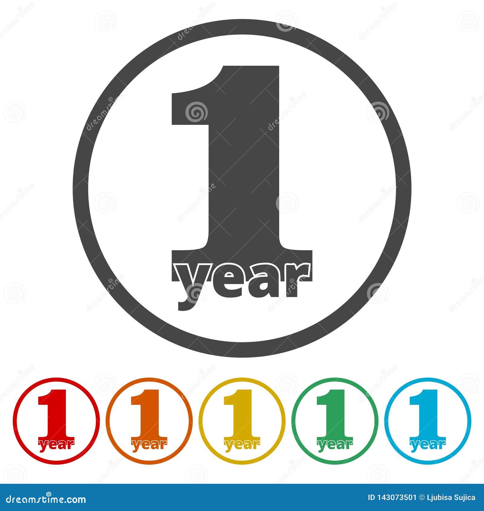 One Year Sign, One Year Icon Stock Vector - Illustration of guarantee ...