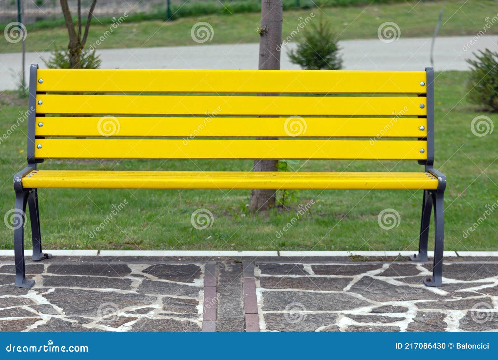 One Yellow Bench stock photo. Image of empty, bench - 217086430