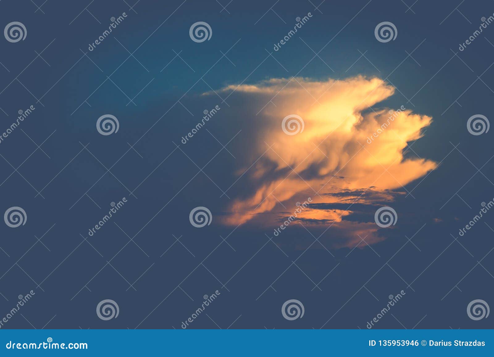 One Yellow Big Cloud in Blue Sky Stock Photo - Image of color, blue ...