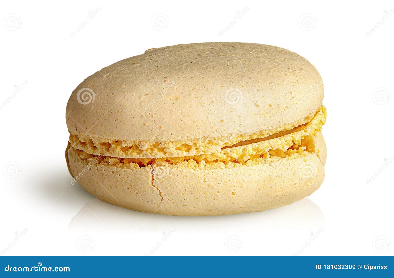 One Yellow Macaroon Front View Stock Image - Image of sweet, desert ...