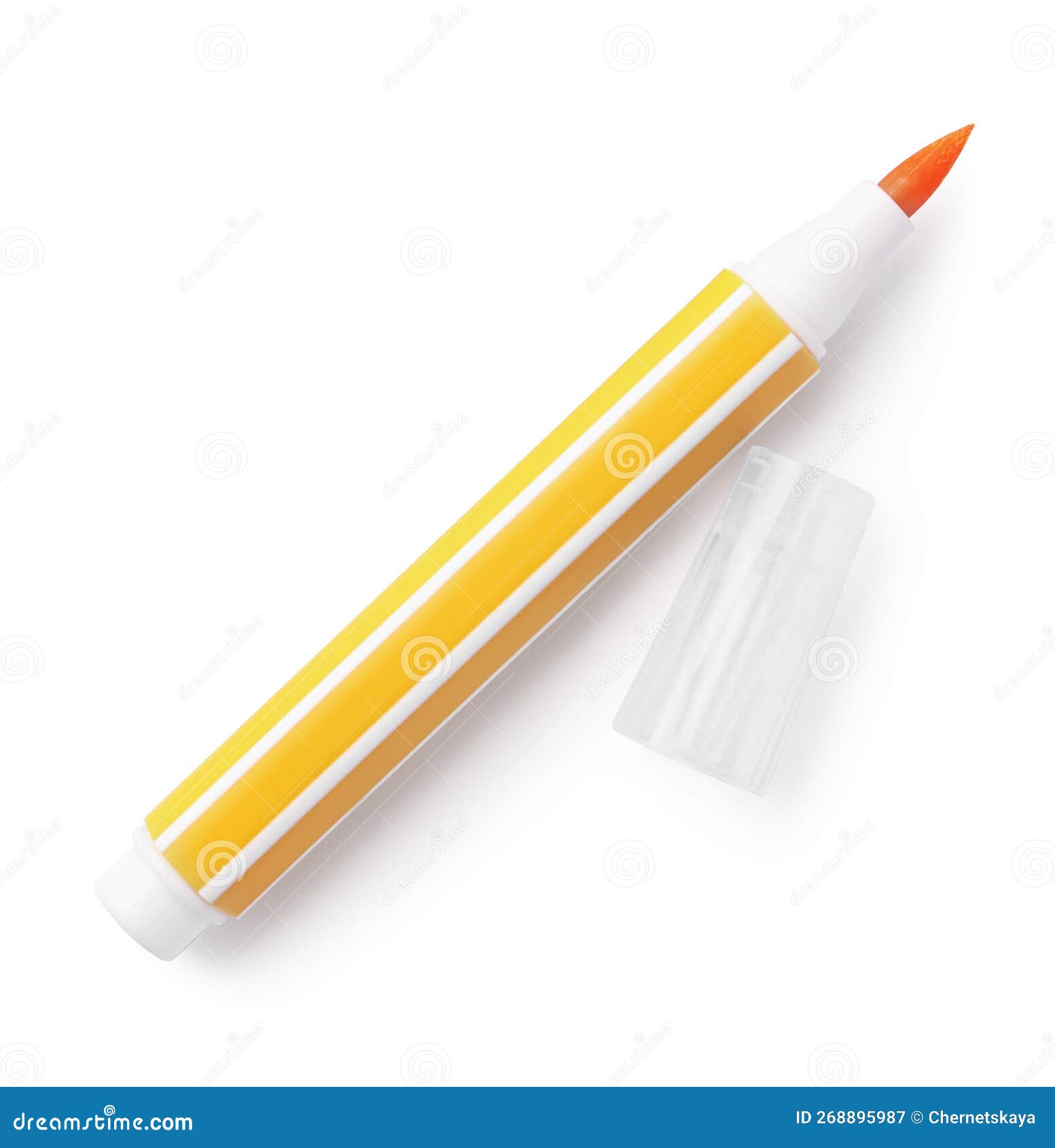 One Yellow Marker Isolated on White, Top View Stock Image - Image of ...