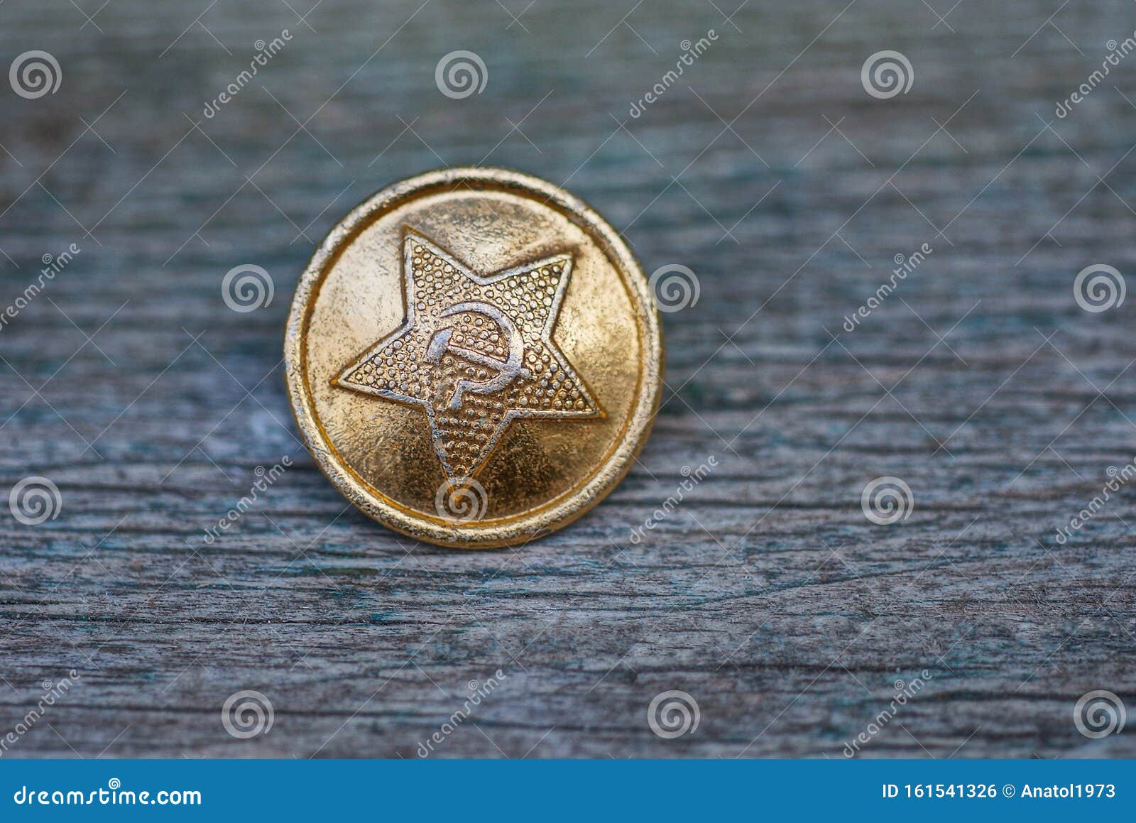 One Yellow Old Soviet Button with a Star Stock Photo - Image of circle ...