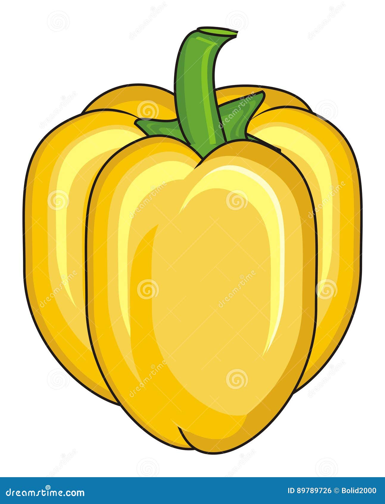One yellow pepper stock illustration. Illustration of profile - 89789726