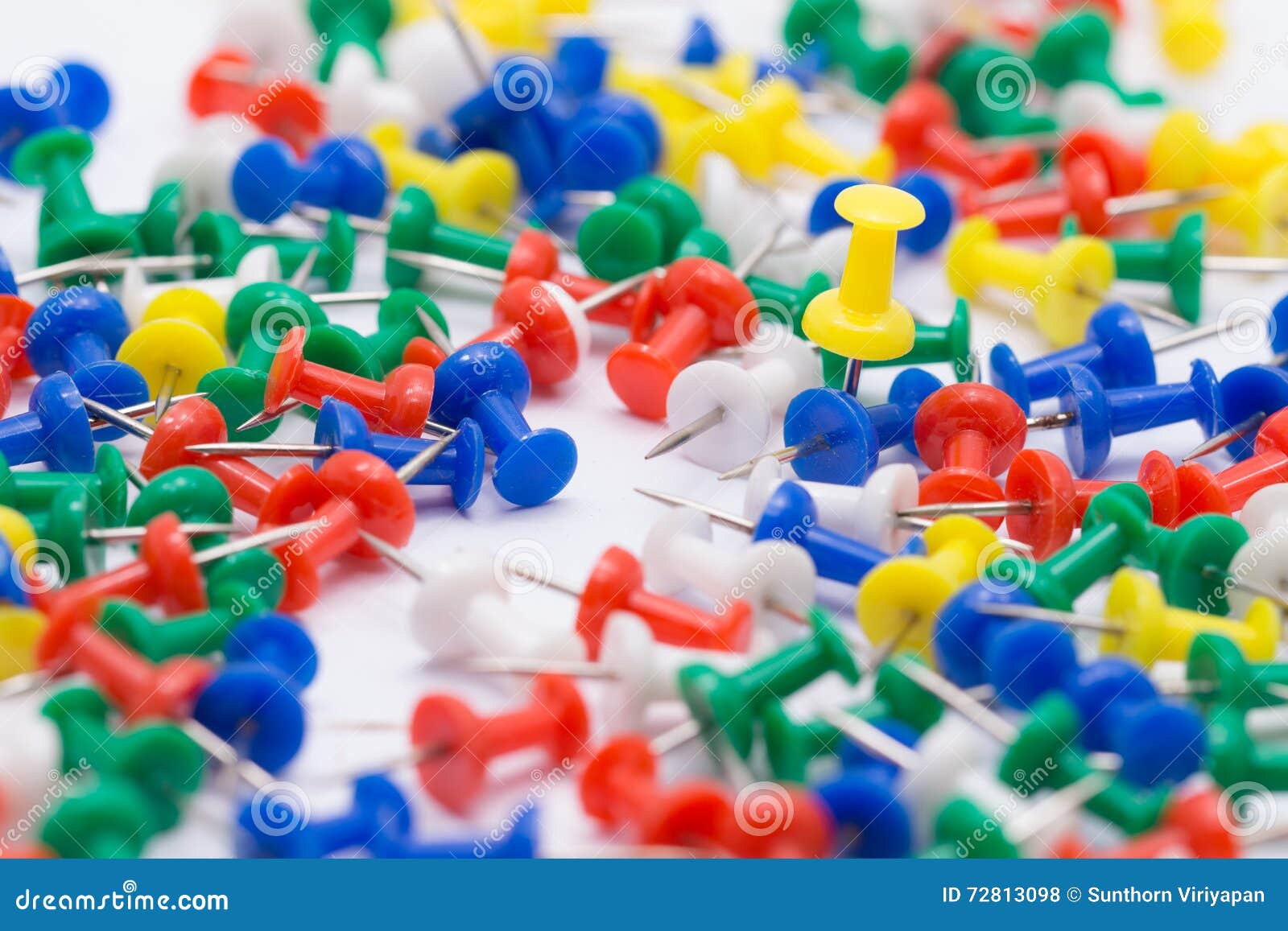 One Yellow Pin Put on Floor in Many Colors Pin,different Concept Stock ...