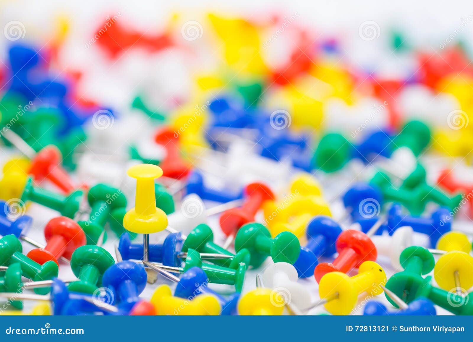 One Yellow Pin Put Floor Many Colors Pin Different Concept Stock Photos ...