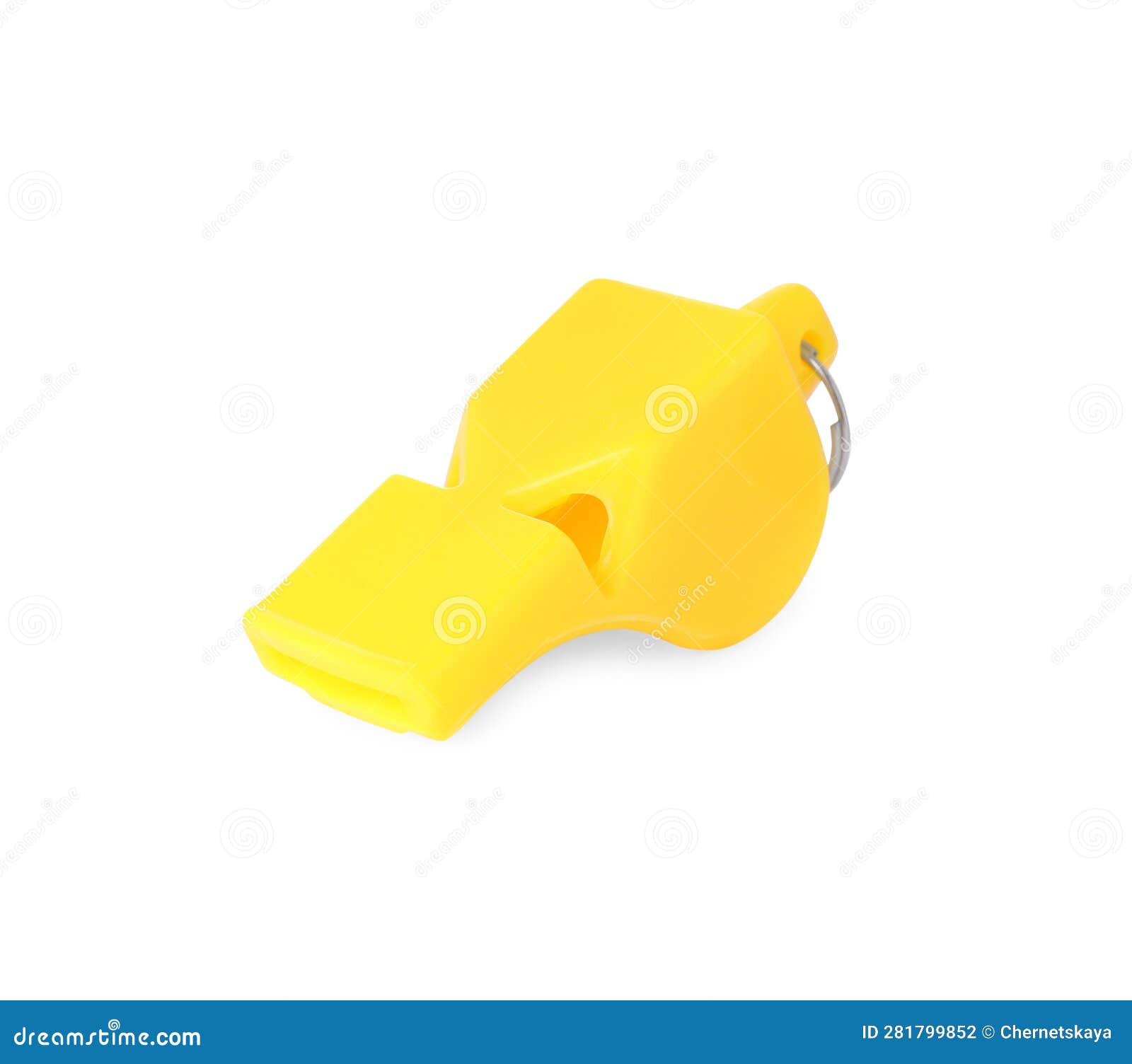 One Yellow Plastic Whistle Isolated on White Stock Photo - Image of ...