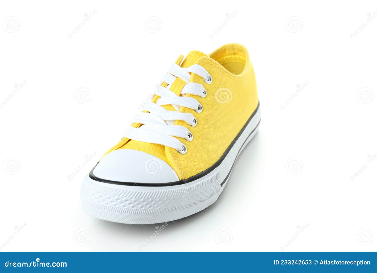 One Yellow Sneaker Isolated on White Background Stock Image - Image of ...