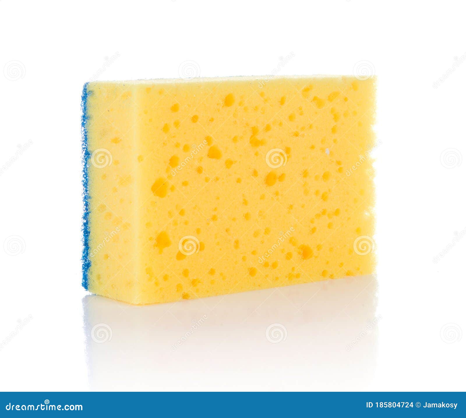 One Yellow Sponge for Cleaning Ware Isolated on White Background Stock ...