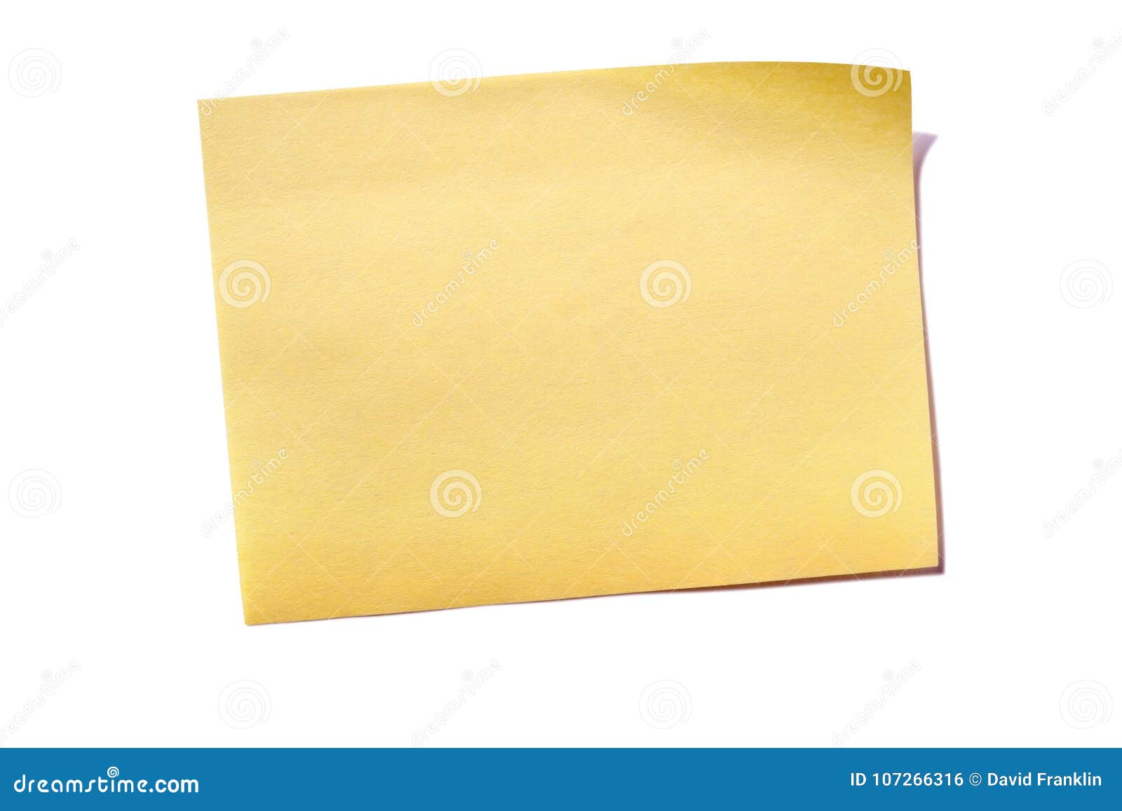 One Yellow Sticky Post Note Isolated on White Stock Photo - Image of ...