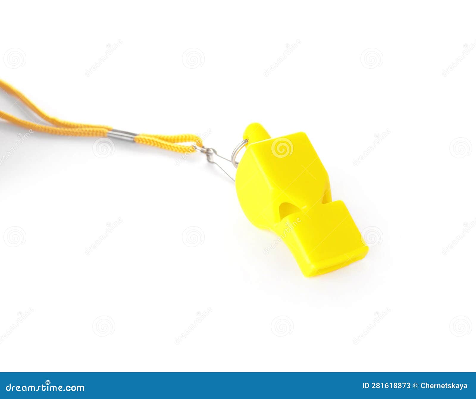 One Yellow Whistle with Orange Cord Isolated on White Stock Image ...