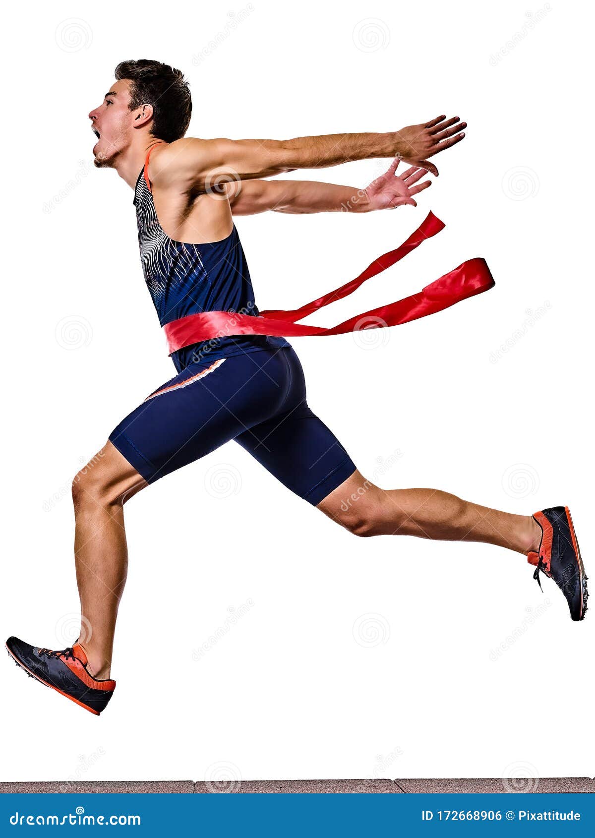 Young Man Athletics Runner Running Sprinter Sprinting Isolated White ...