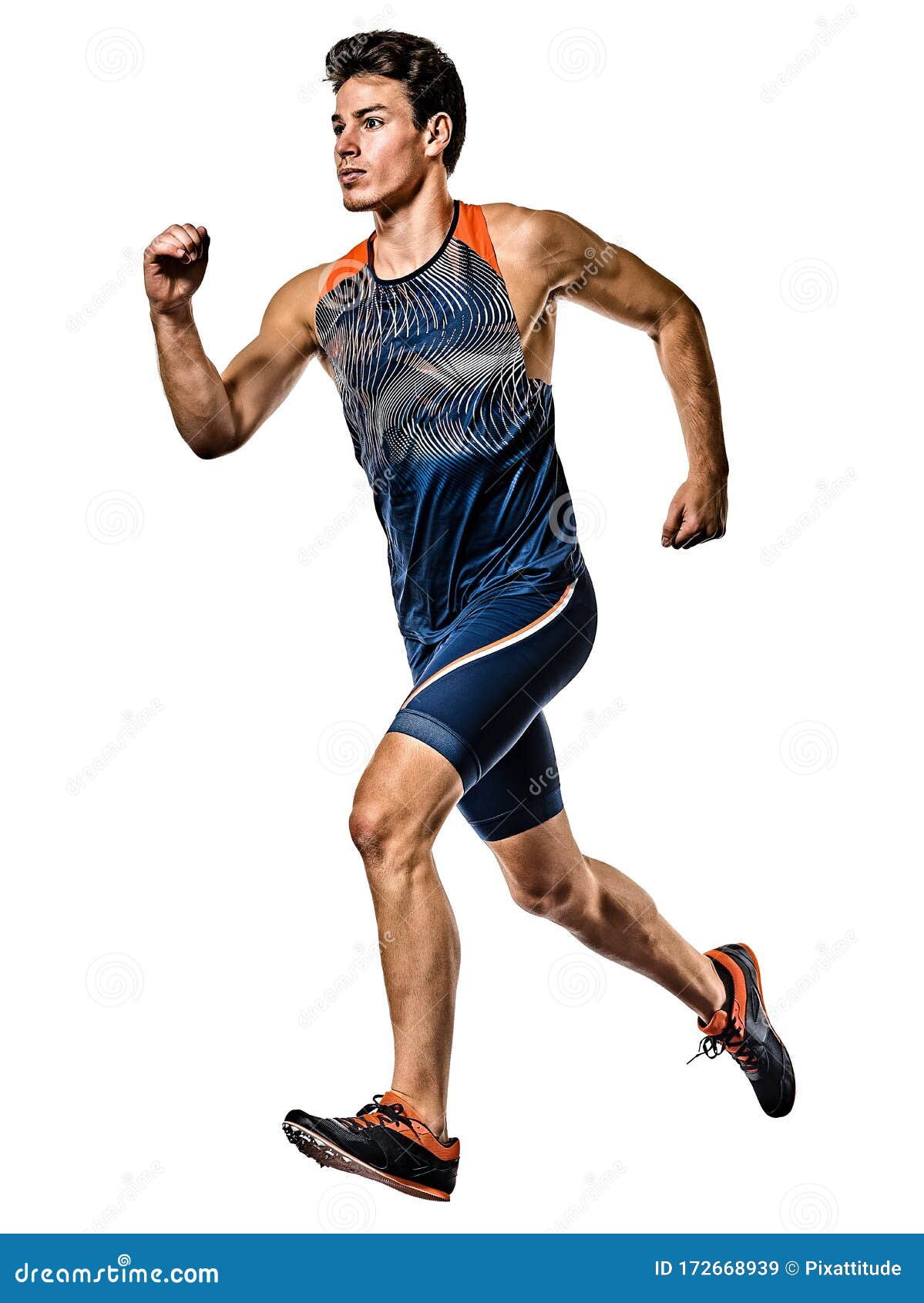 Young Man Athletics Runner Running Sprinter Sprinting Isolated White ...